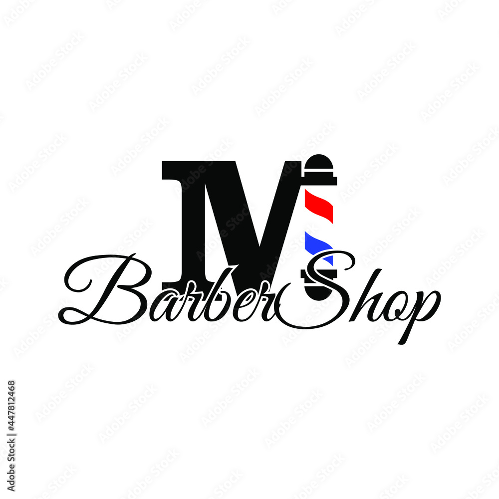 Logo Barbershop with initial M Stock Vector | Adobe Stock
