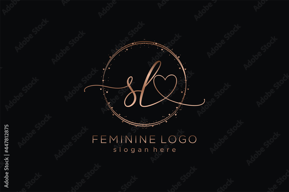 Initial SL handwriting logo with circle template vector logo of initial ...
