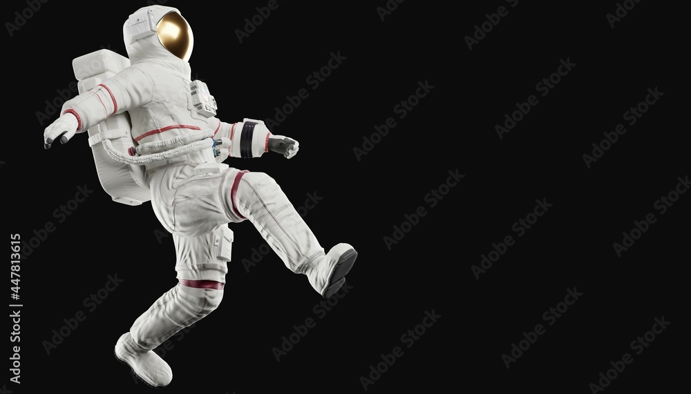 astronaut posing like space parson in-universe 3d render with black ...