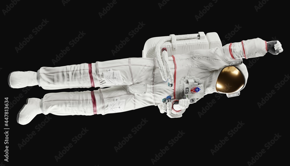 astronaut posing like space parson in-universe 3d render with black ...