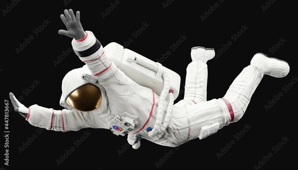 astronaut posing like space parson in-universe 3d render with black ...