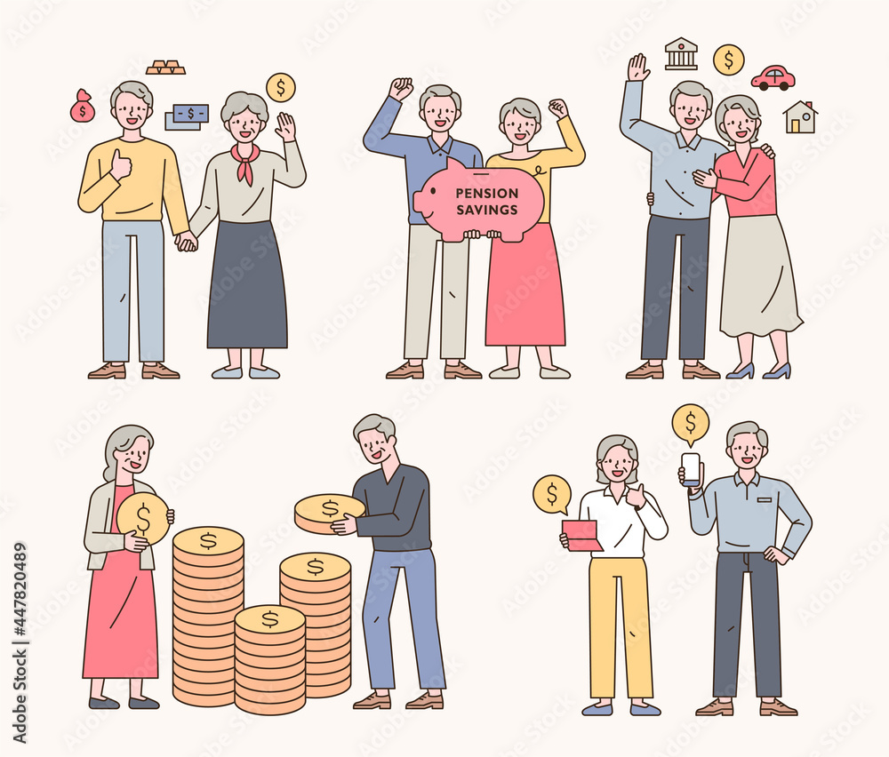 A Collection Of Characters Of An Elderly Couple Who Manage Wealth For