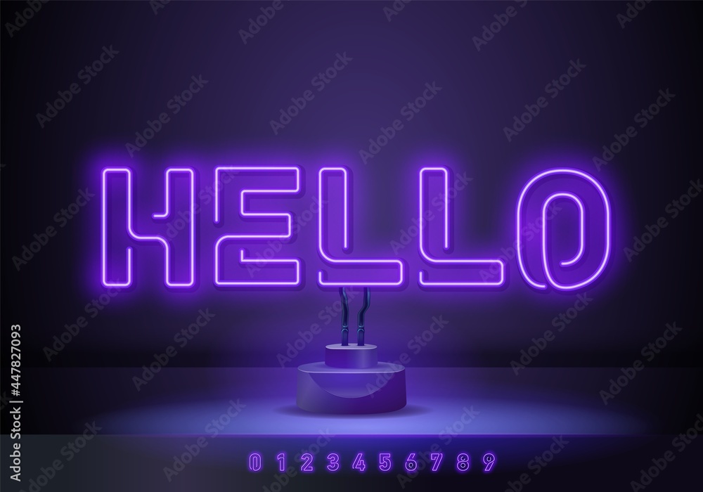 Vector realistic isolated neon sign of Hello lettering for decoration ...
