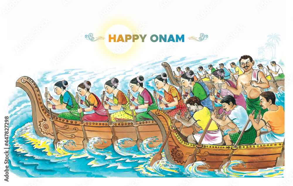 Onam festival background concept and boat race celebration Stock ...