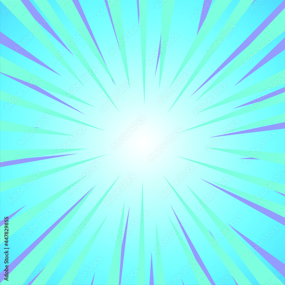 blue pop art background retro cartoon explosion rays vector ...