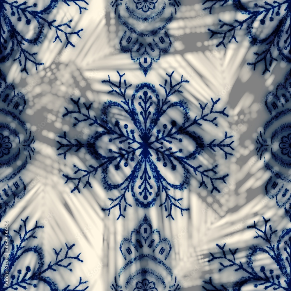 Seamless abstract print of botanical leaf shadows over abstract surface ...