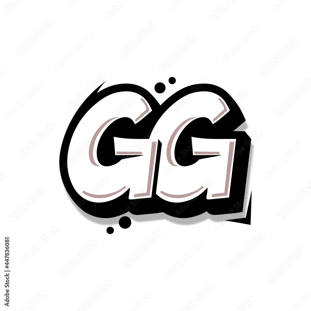 Simple Initial Logo Lettering Cartoon Grafity Black and White GG Stock ...