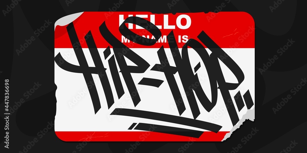 Red And White Abstract Flat Graffiti Style Sticker Hello My Name Is ...