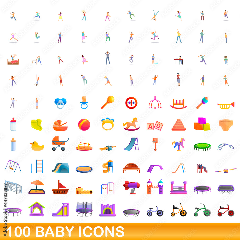 100 baby icons set. Cartoon illustration of 100 baby icons vector set ...
