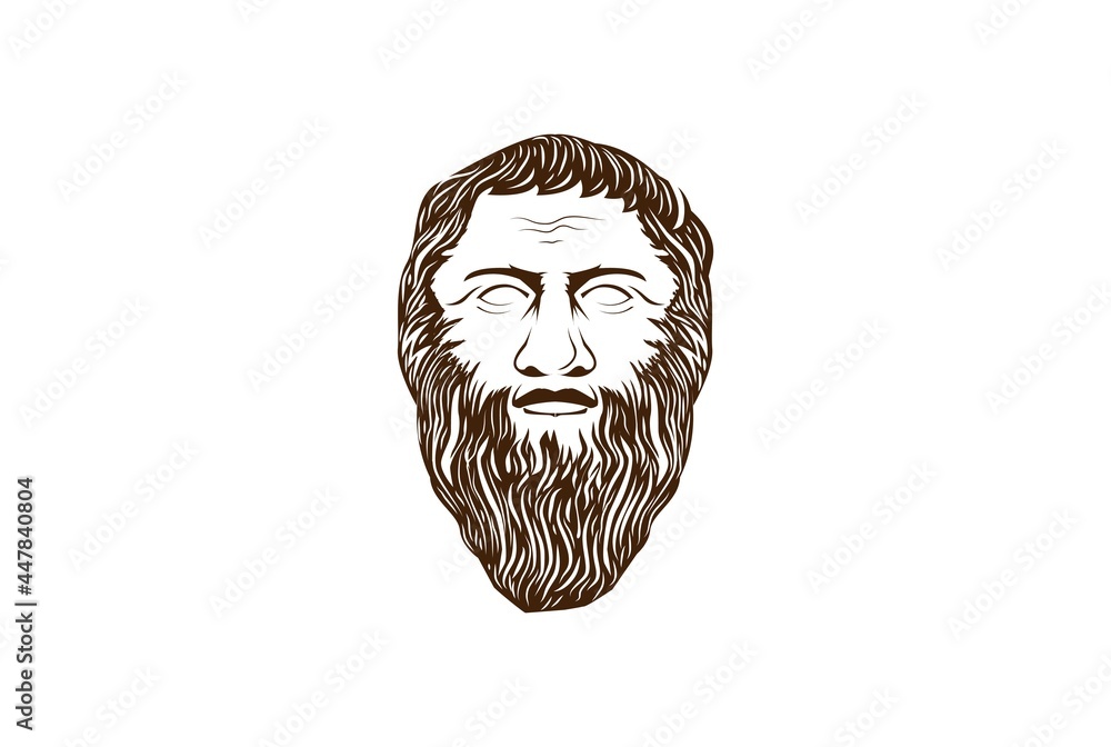 Ancient Beard Greek Philosopher Figure Face Head Statue Sculpture Logo ...