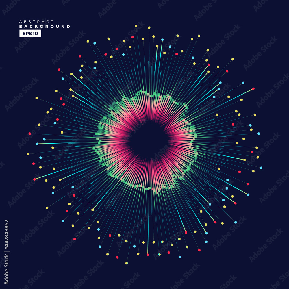 Evolution of data. Vector explosion motion dot lines background. Small ...