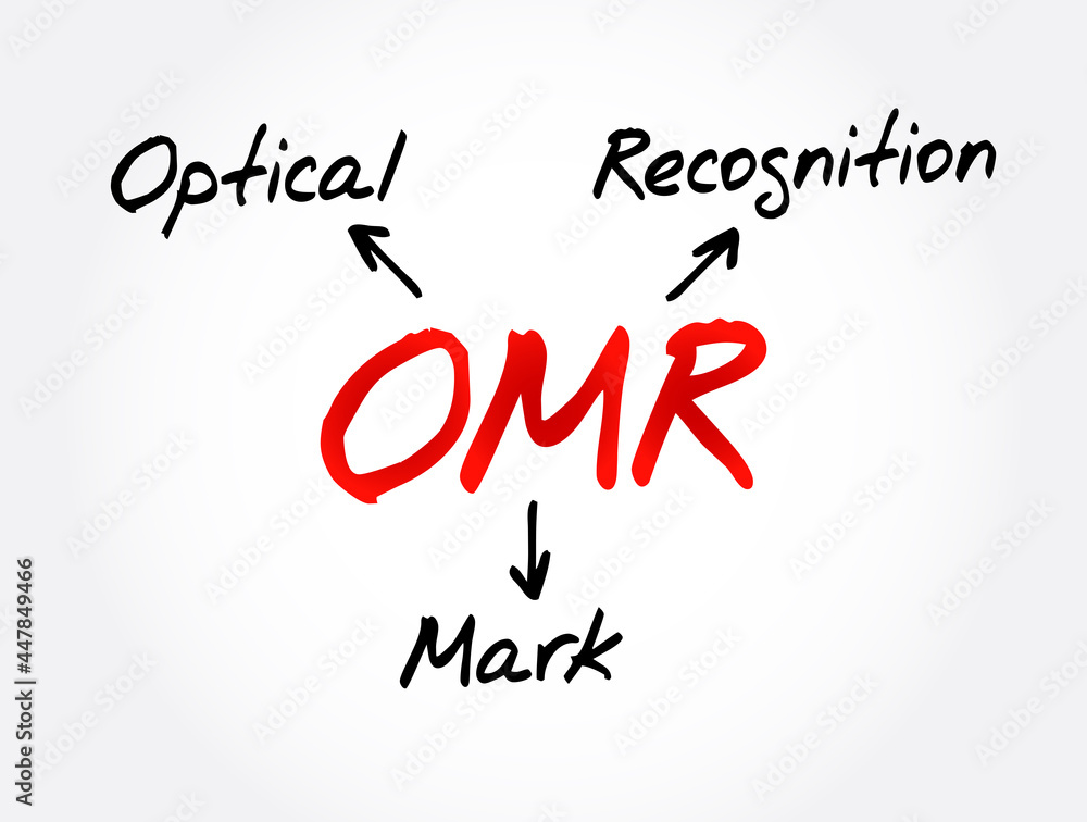 OMR - Optical Mark Recognition acronym, technology concept background ...