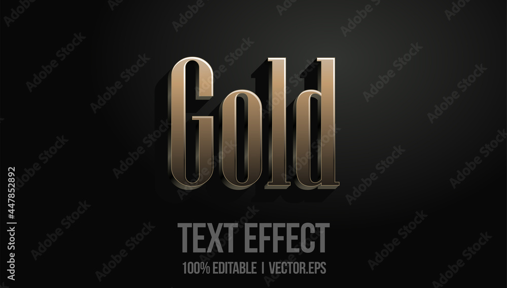 Gold Text effect with black background Stock Vector | Adobe Stock