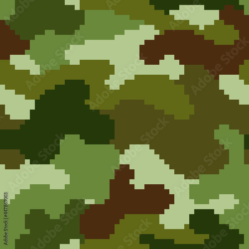 Pixel art 8 bit camouflage seamless pattern endless vector background ...