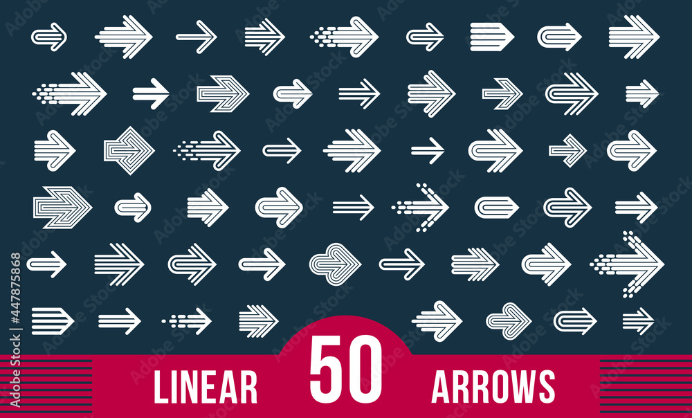 Linear arrow logos vector set, collection of arrows symbols for use as ...