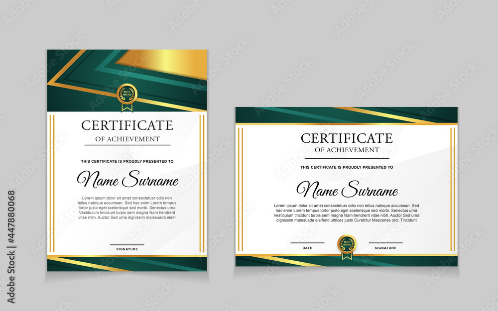 Set of certificate of achievement border design templates with elements ...