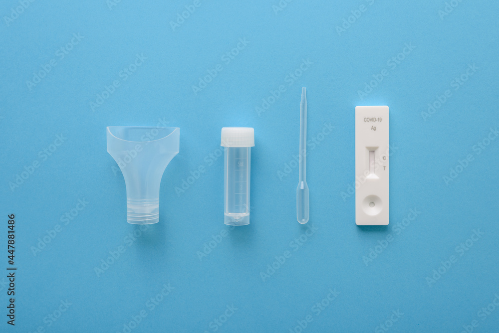 Covid19 antigen test kit with cassette, pipette and plastic bottle for ...