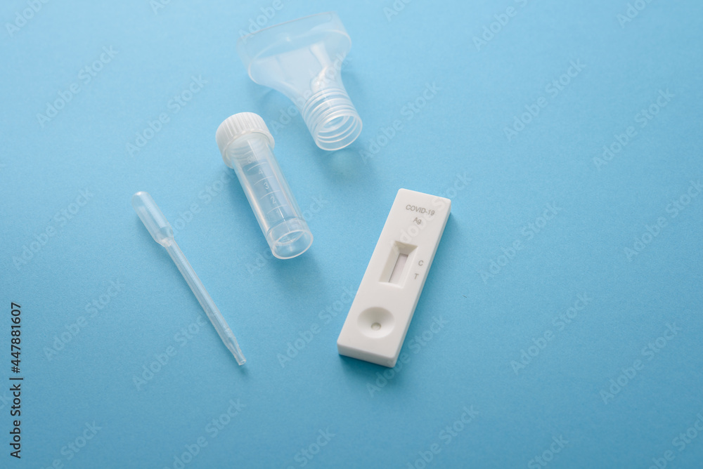 Covid19 antigen test kit with cassette, pipette and plastic bottle for ...