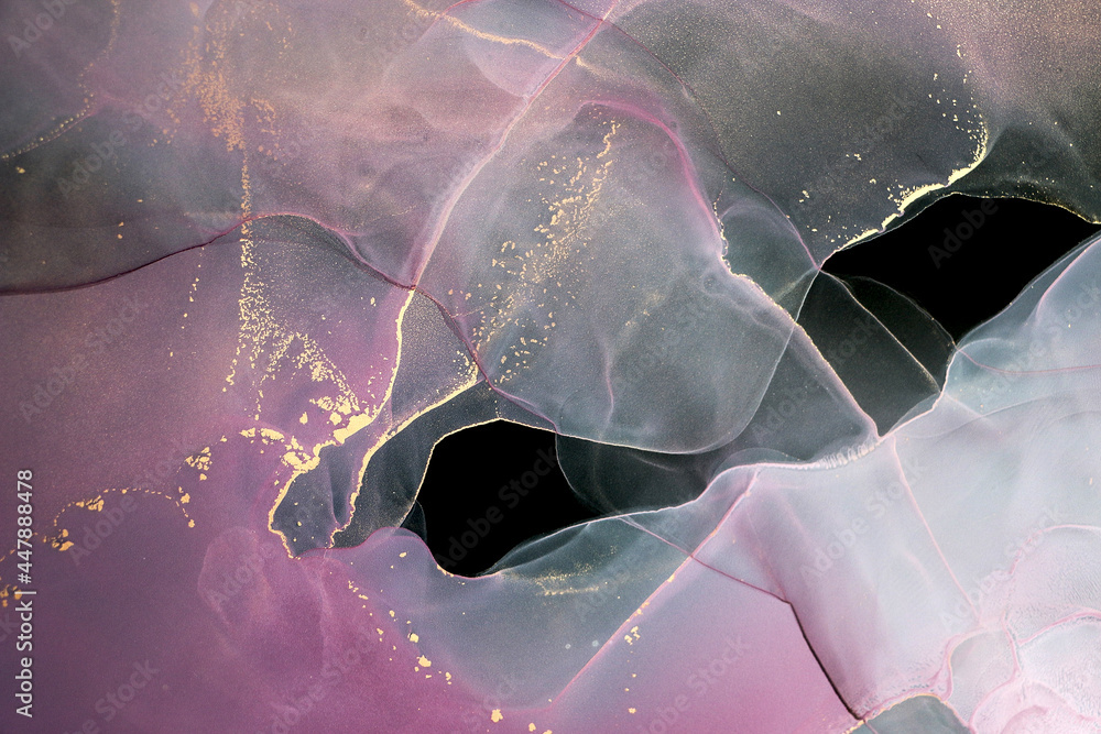 Alcohol ink colors pink on the blackbackground. Abstract pink marble ...