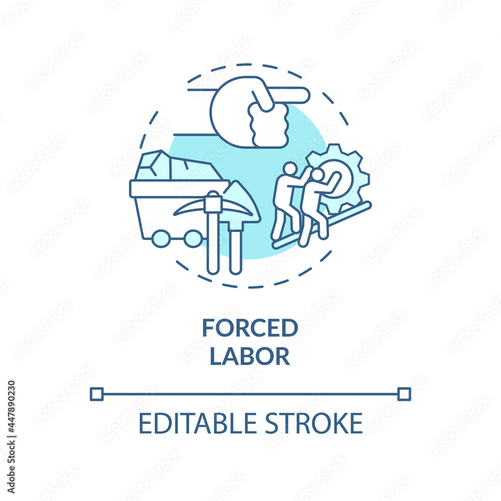 Forced work blue concept icon. People exploitation abstract idea thin ...