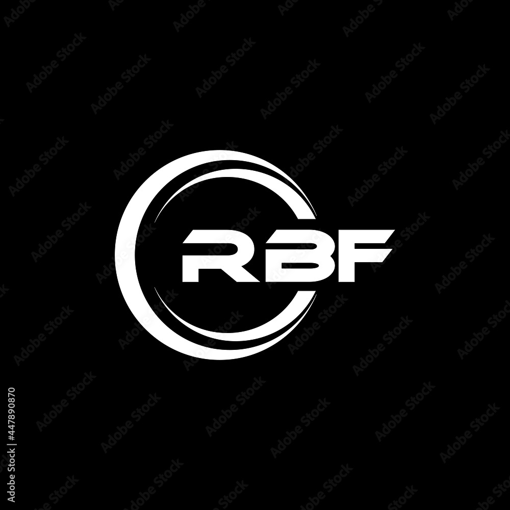 RBF letter logo design with black background in illustrator, vector logo modern alphabet font ...