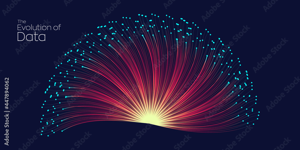 Evolution of data. Vector explosion motion dot lines background. Small ...