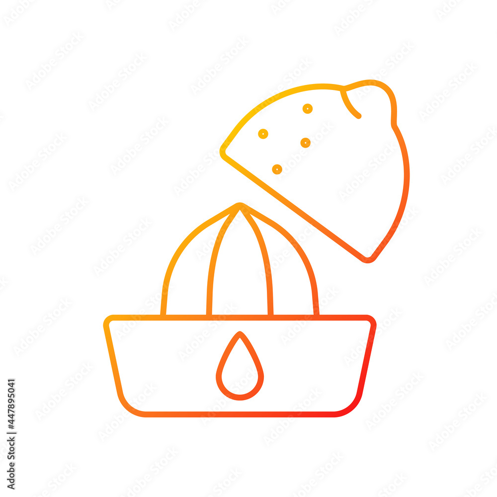 Squeeze lemon gradient linear vector icon. Making fresh juice for diet ...