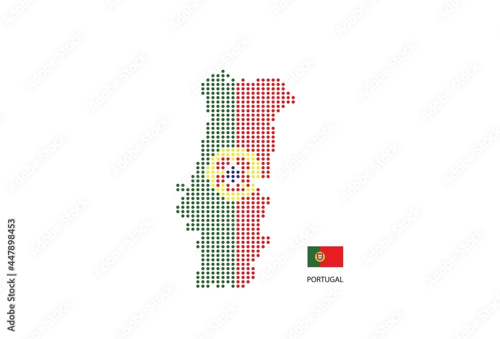 Vecteur Stock Portugal map design by color of Portugal flag in circle ...