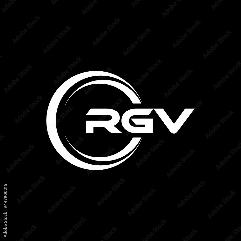 RGV letter logo design with black background in illustrator, vector ...
