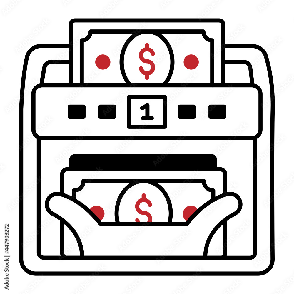 banknote or currency bill counter Vector Icon Design, Business and ...