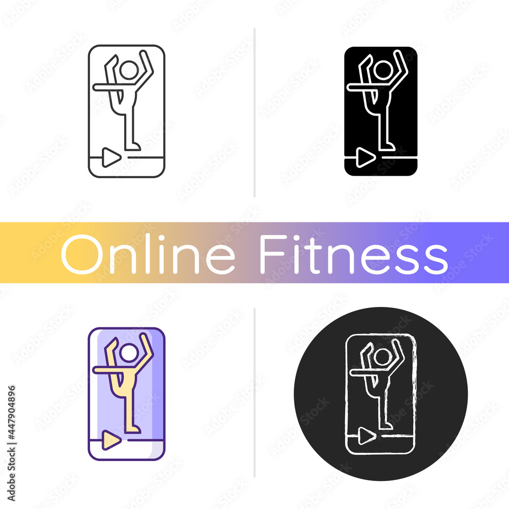Online fitness stretching icon. Proprioceptive neuromuscular ...