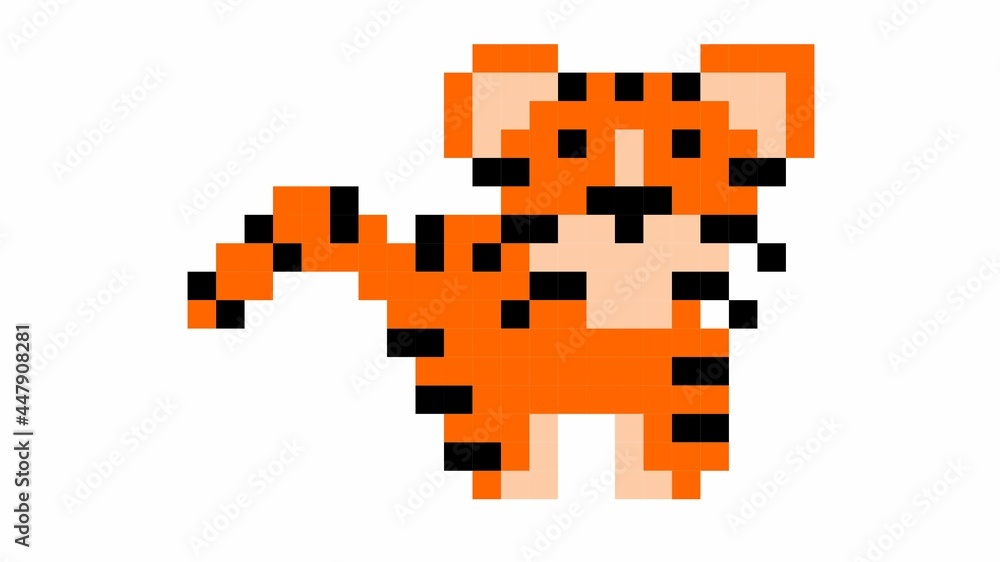 tiger in pixel. illustration tiger in pixel art. Stock Illustration ...