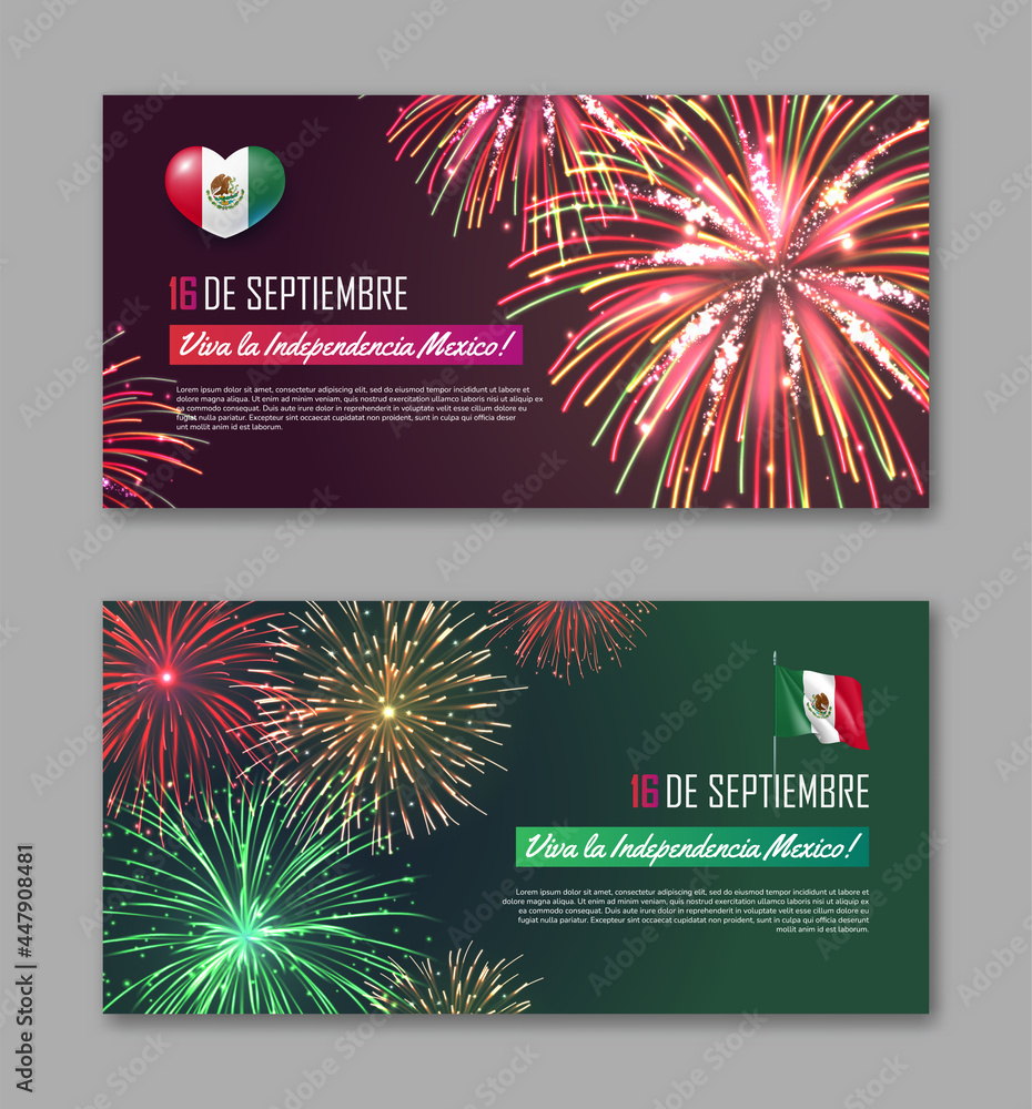 16 de Septiembre Viva La Independencia Mexico banners set. National day ...