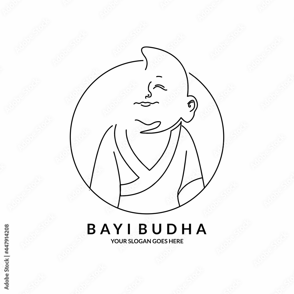 baby buddha logo and vector with line art feminine minimalist design ...