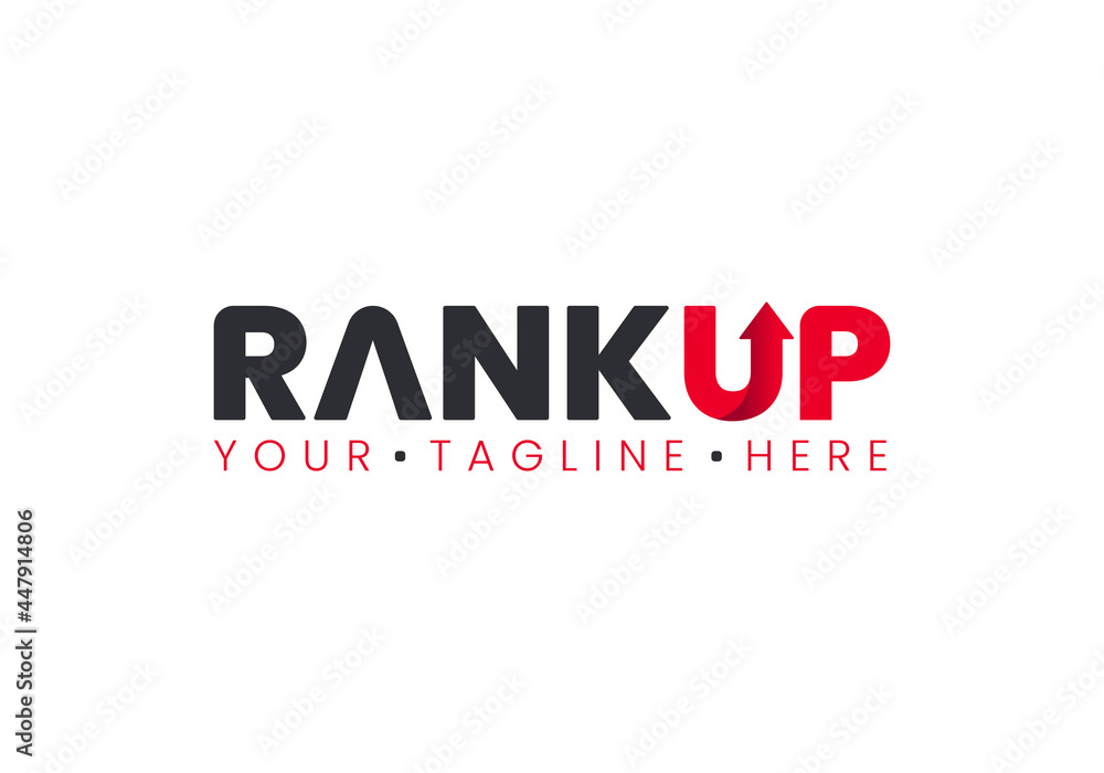 Rank up logotype. Typography logo design. Creative negative space logo ...