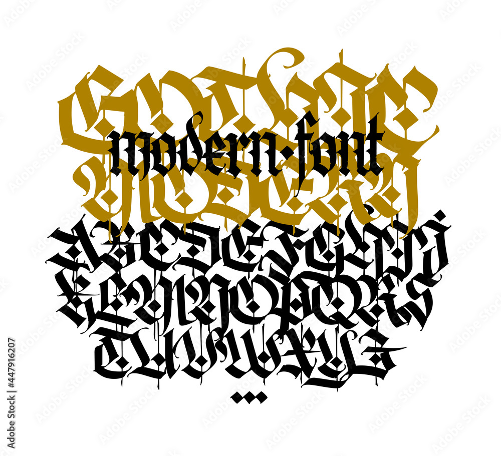 Gothic. Capital black letters on a white background. Beautiful and ...