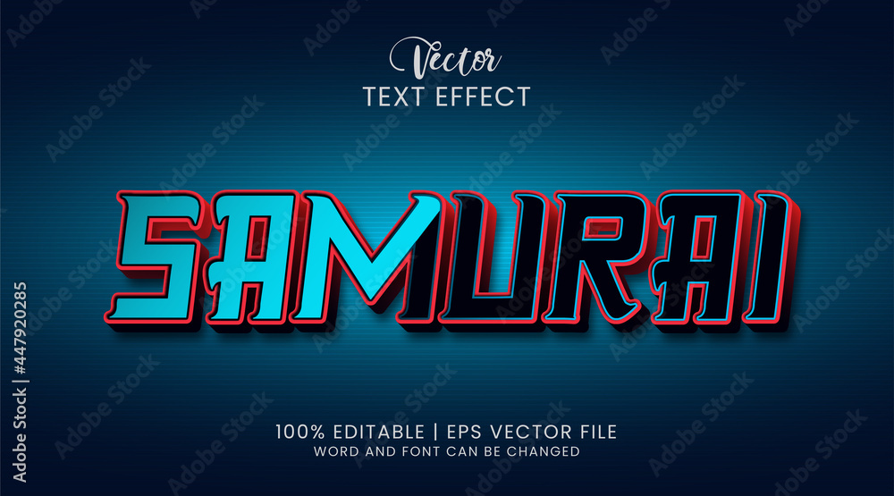 Editable samurai text effect style Stock Vector | Adobe Stock