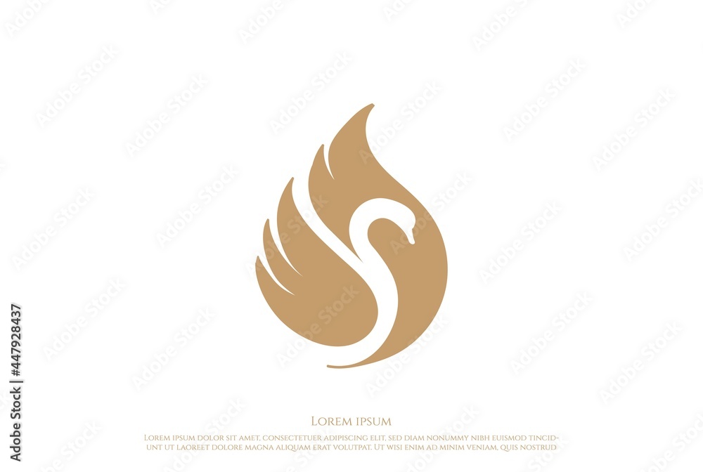 Elegant Luxury Golden Swan Logo Design Stock Vector | Adobe Stock