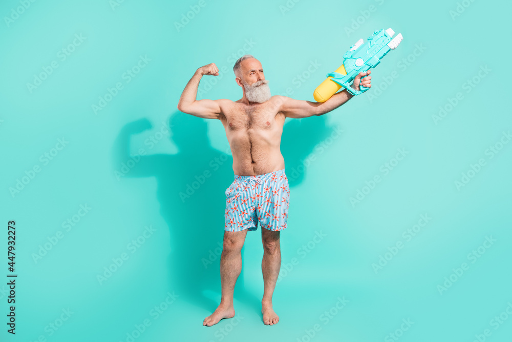 Full length body size view of cool elderly retired pensioner man ...