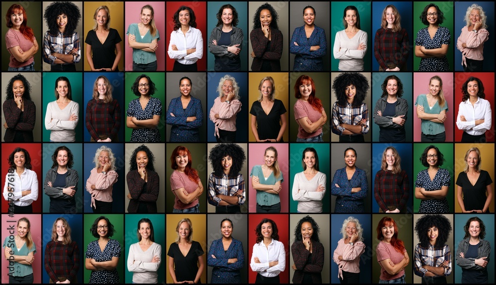 Portraits of 12 beautiful commercial powerfull women Stock Photo ...