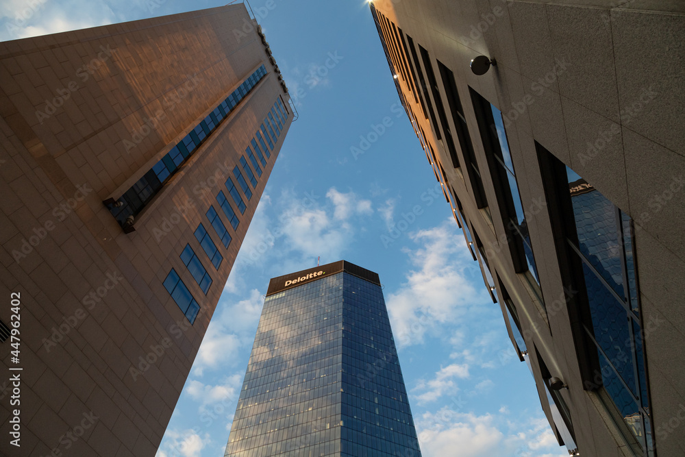 Warsaw, Poland - July 29, 2021: View at Deloitte logo on office ...