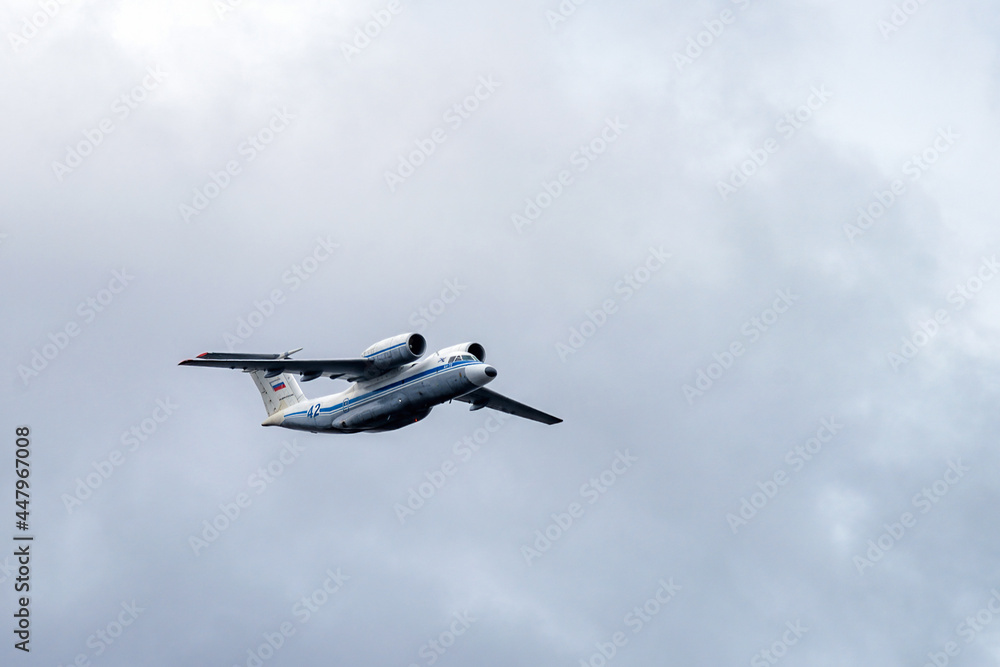 The Russian Navy STOL twin jet transport aircraft Antonov An-72 (NATO ...