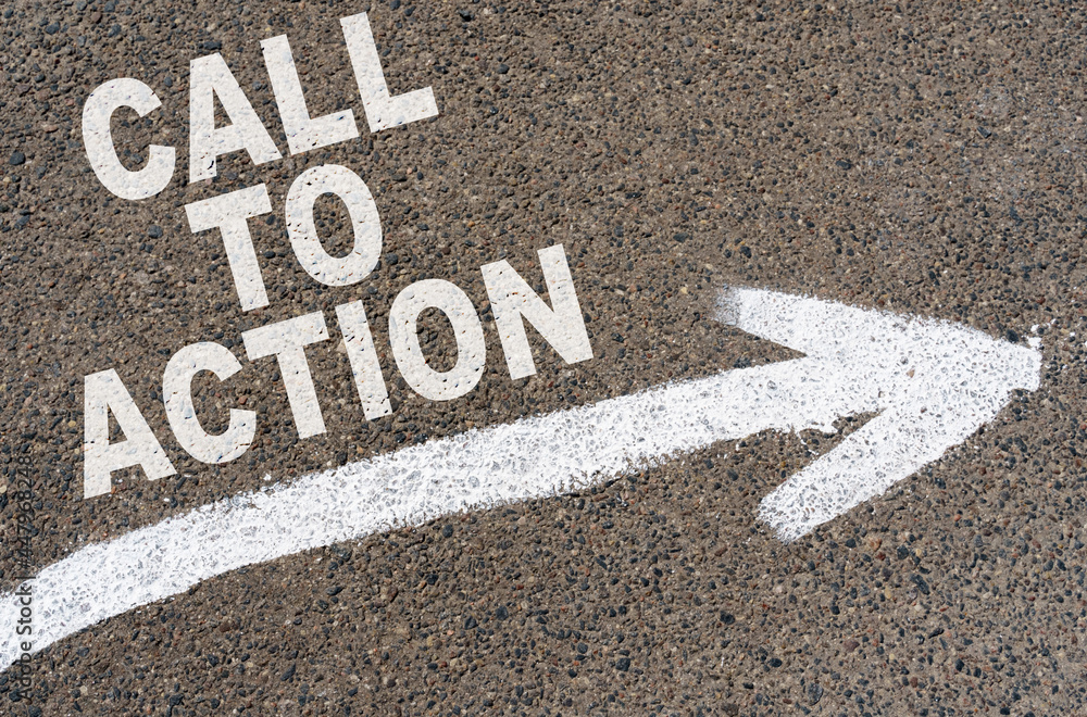 On the asphalt road markings an arrow with the inscription - CALL TO ...