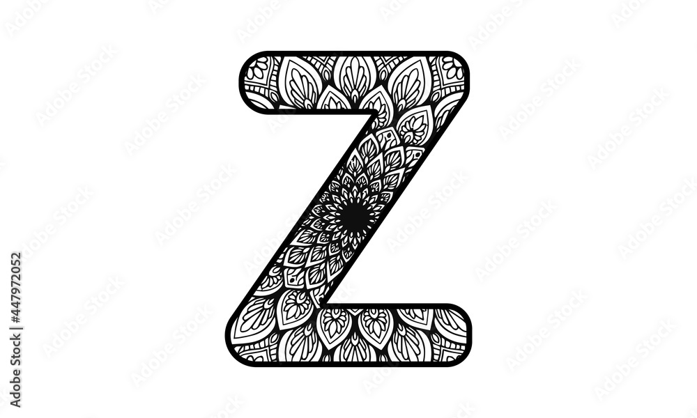 Vector Letter Z. Vintage letter. Mandala. Ornamental.initial z with ...