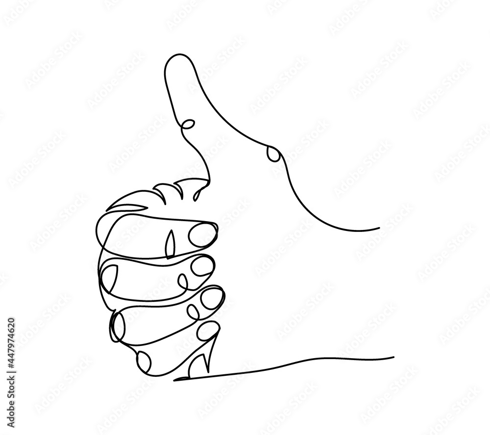 Like gesture one line art. Continuous line drawing of gesture, palm ...