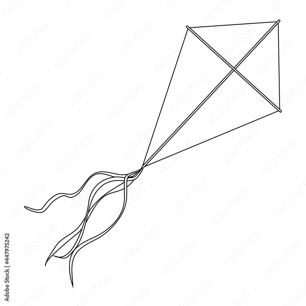 Flying Kite outline vector sign, Isolated on White Background,Symbol ...