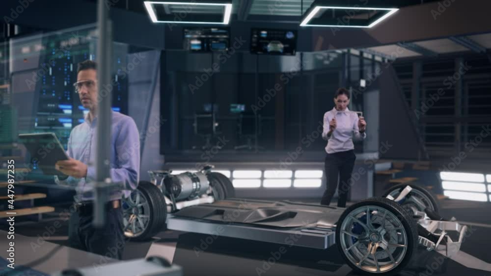 Inside High-Tech Facility: Automotive Professional Engineers working on ...