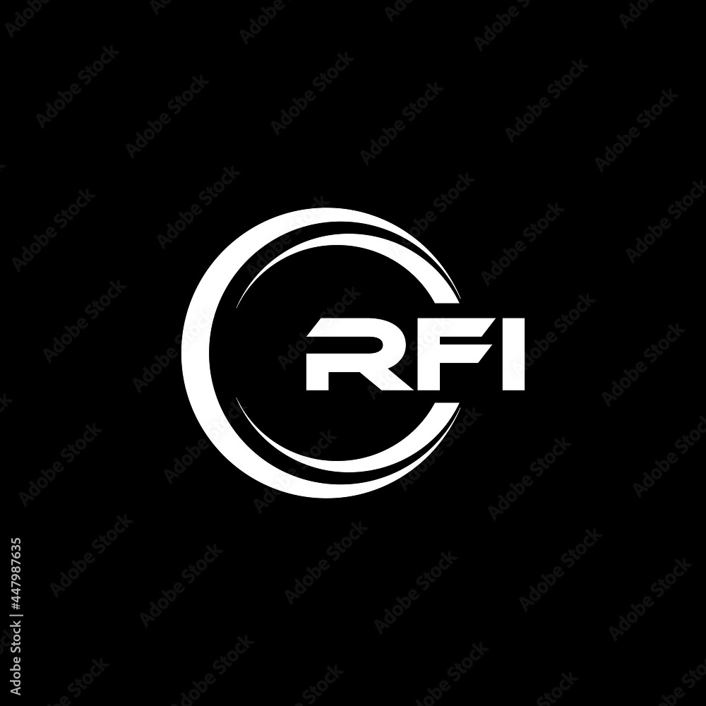 Vecteur Stock RFI letter logo design with black background in ...