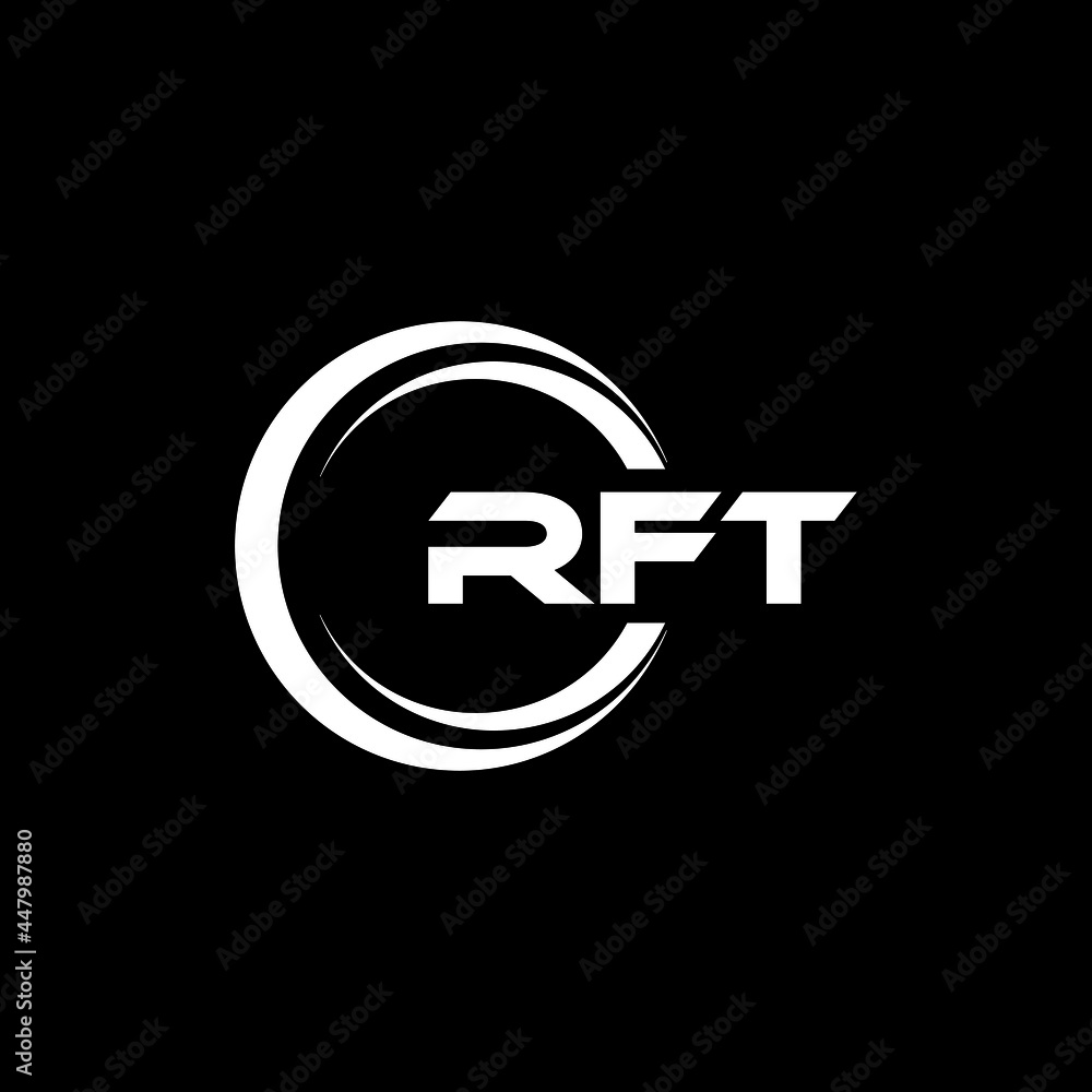 RFT letter logo design with black background in illustrator, vector ...