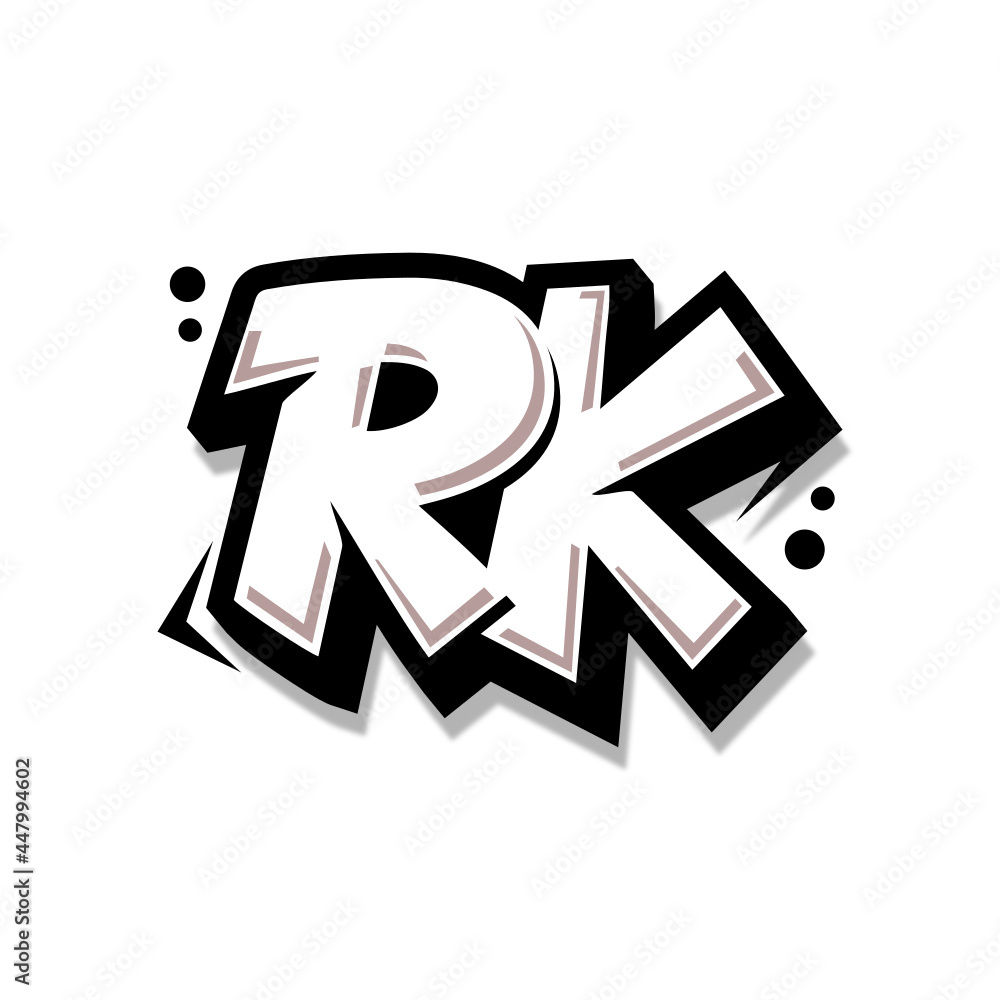 Simple Initial Logo Lettering Cartoon Grafity Black and White RK Stock ...